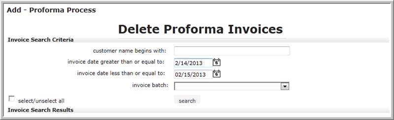 Deleting A Proforma Invoice
